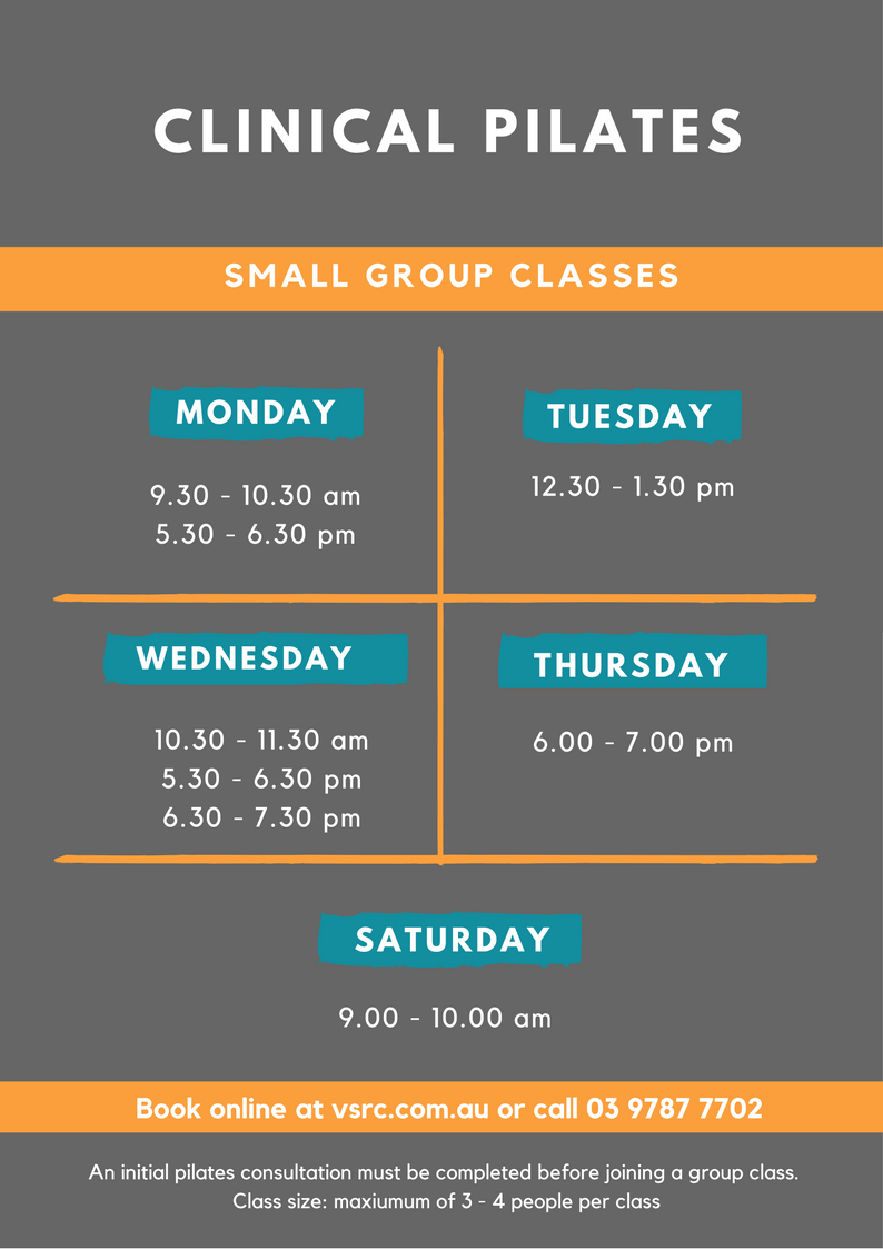 Pilates Timetable | Victoria Sports and Rehabilitation Clinic Mount ...
